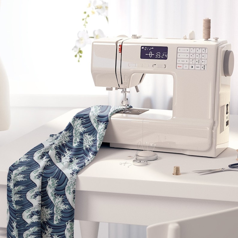 Japanese Great Wave Print Fabric, Premium Quality Fabric - for Quilting ...