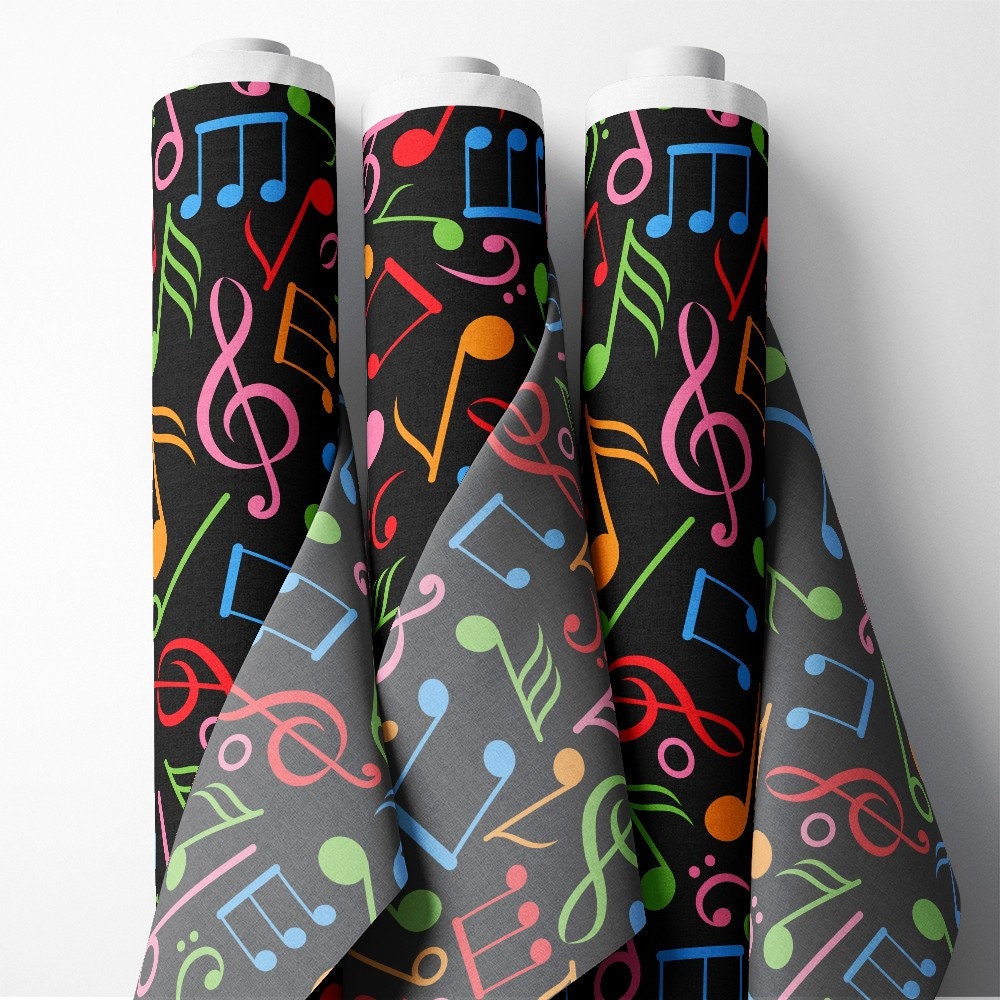 Music Notes Theme Fabric, Premium Quality Fabric - for Quilting, DIY ...