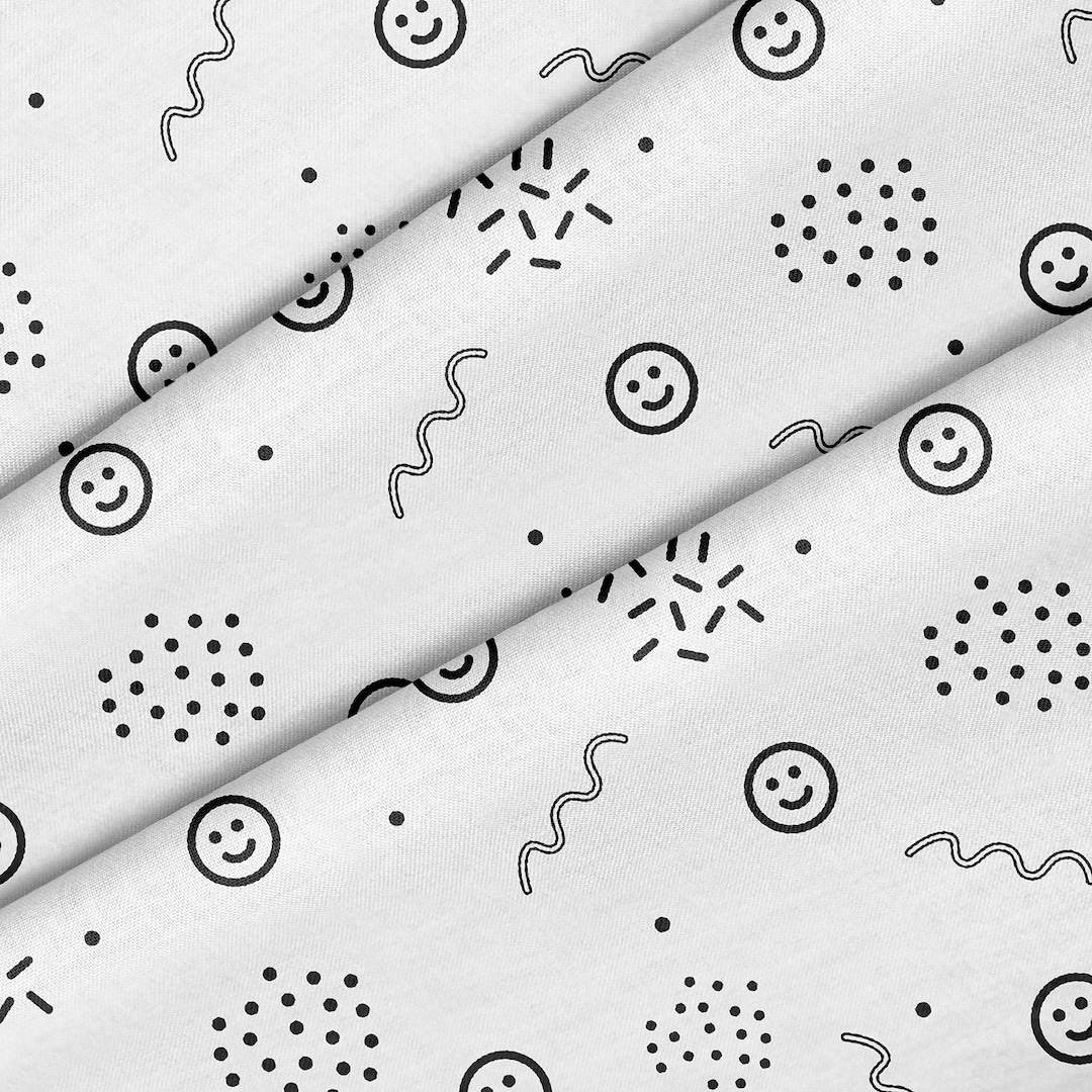 Smiley Face Abstract Patterns Theme Fabric, Premium Quality Fabric ...