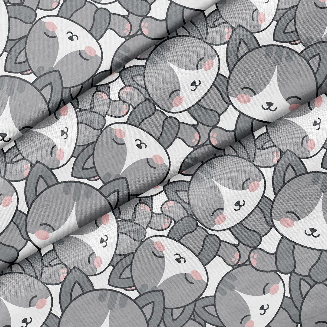 Adorable Cartoon Cat Theme Design Fabric, Premium Quality Fabric - for ...