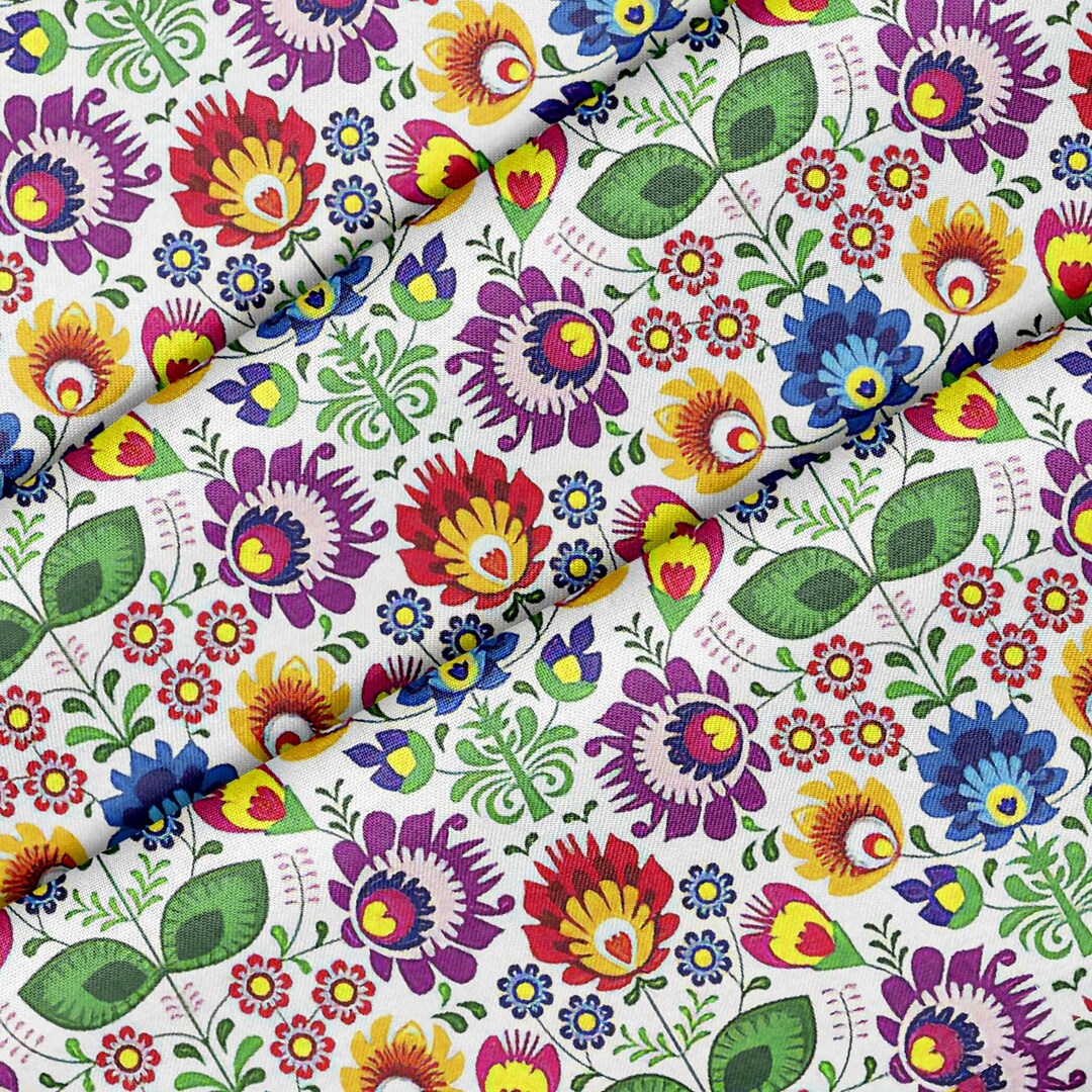 Traditional Polish Folk Pattern Theme Fabric, Premium Quality Fabric ...