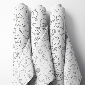 Cute Cartoon Cat Theme Fabric, Premium Quality Fabric - for Quilting ...