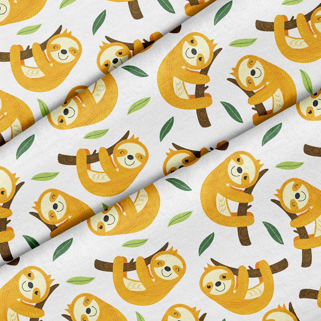 Adorable Sloth Theme Fabric, Premium Quality Fabric - for Quilting, DIY ...