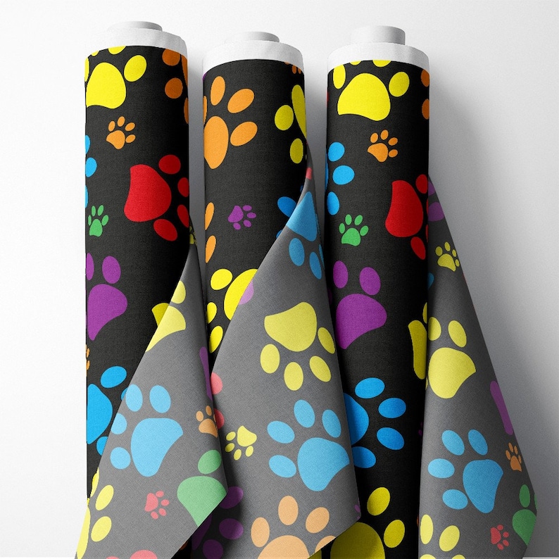 Colorful Paw Print Theme Fabric, Premium Quality Fabric - for Quilting ...