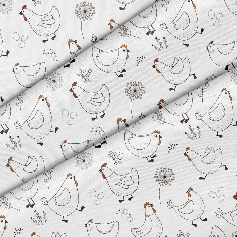 Cartoon Chicken Fabric - Etsy