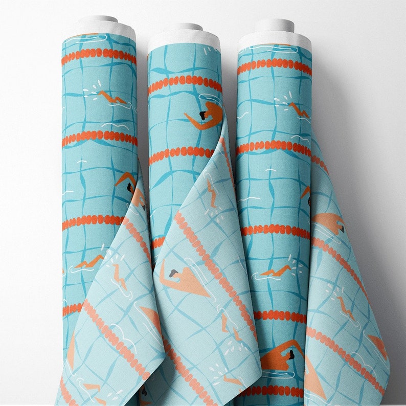 Swimmers Theme Fabric, Premium Quality Fabric - for Quilting, DIY ...