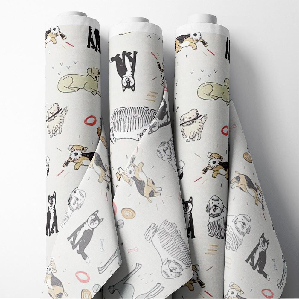 Different Dog Breeds Theme Fabric, Premium Quality Fabric - for ...