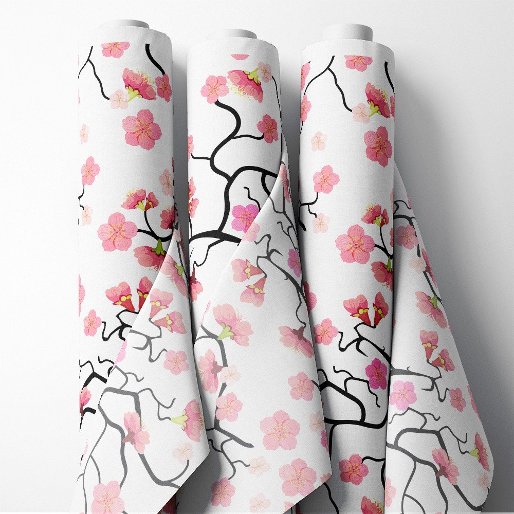 Sakura Cherry Blossom Theme Fabric, Premium Quality Fabric - for ...