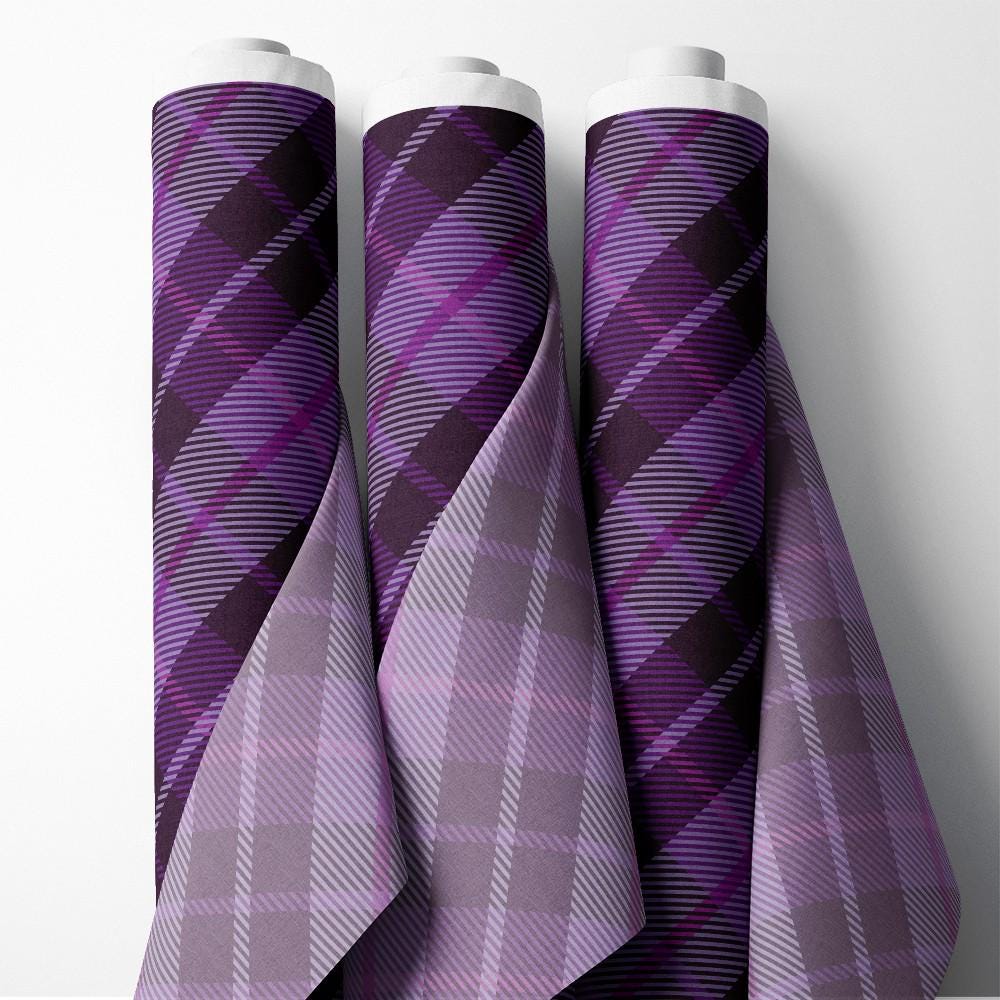 Purple Plaid Pattern Theme Fabric, Premium Quality Fabric - for ...