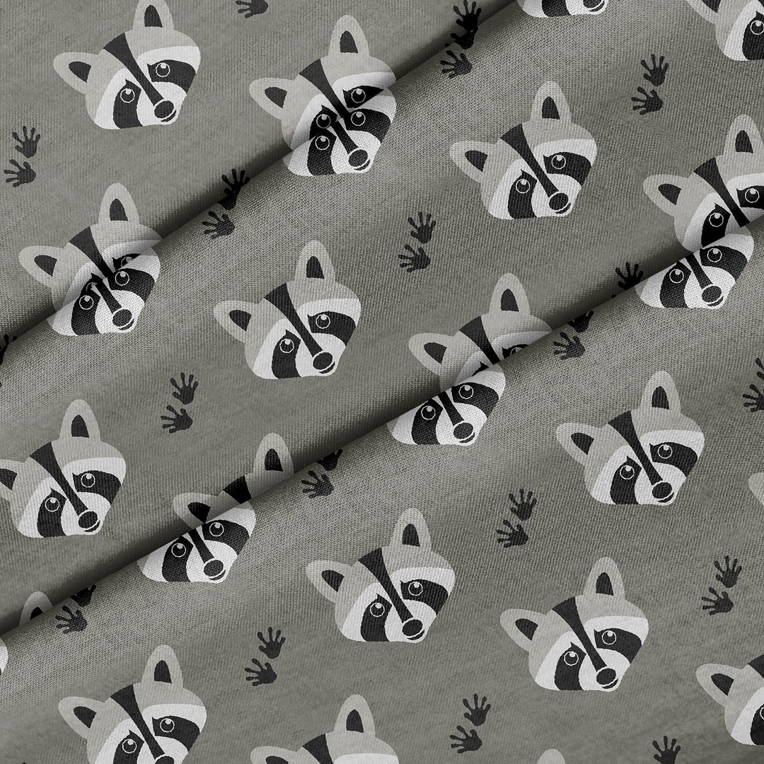 Cute Raccoon Faces Theme Fabric, Premium Quality Fabric - for Quilting ...