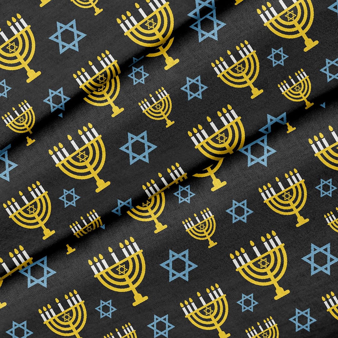 Hanukkah Menorah Religious Theme Fabric, Premium Quality Fabric - for ...