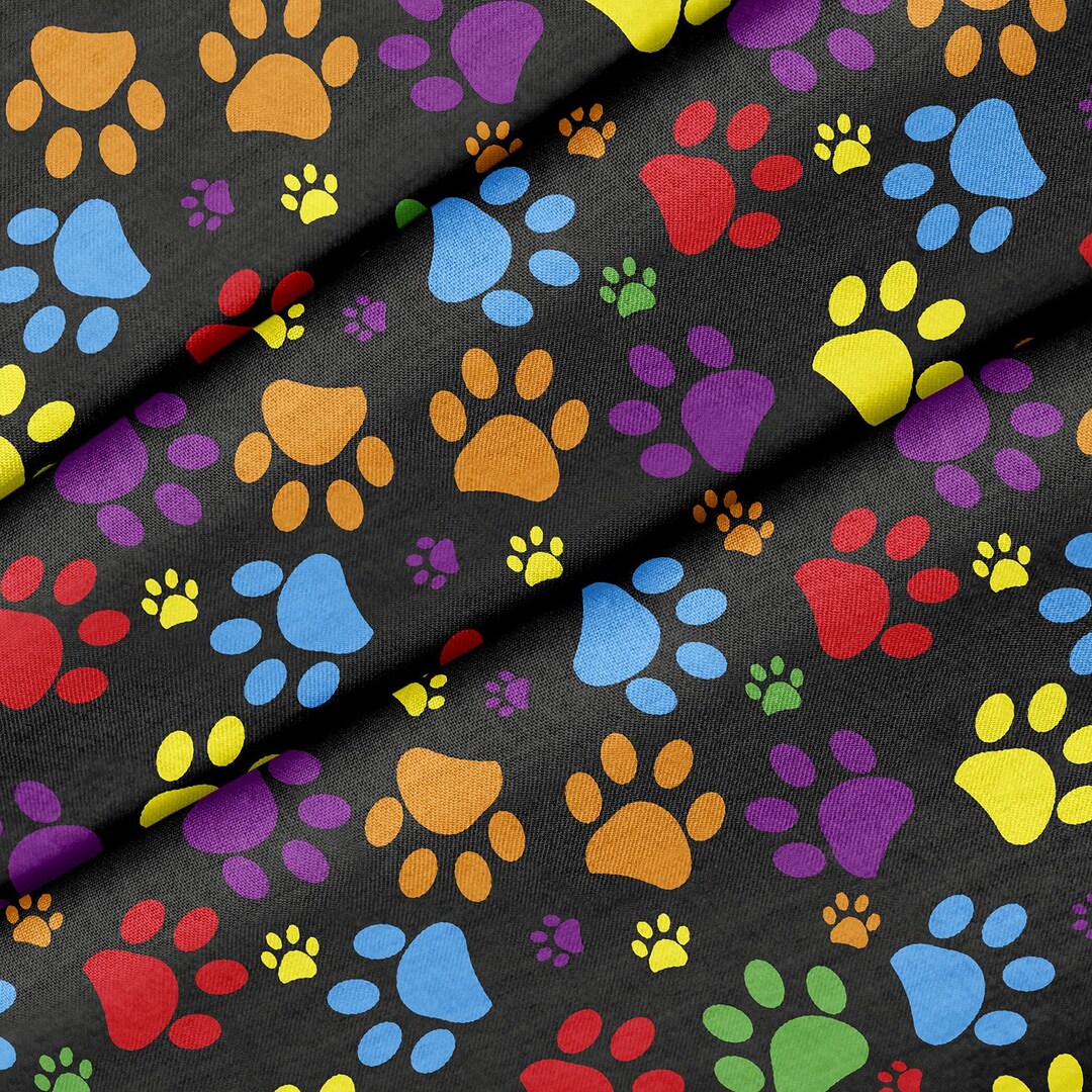 Colorful Paw Print Theme Fabric, Premium Quality Fabric - for Quilting ...
