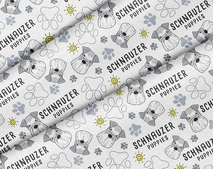 Schnauzers Text Fabric Schnauzer Dog Love Pawprints by ...