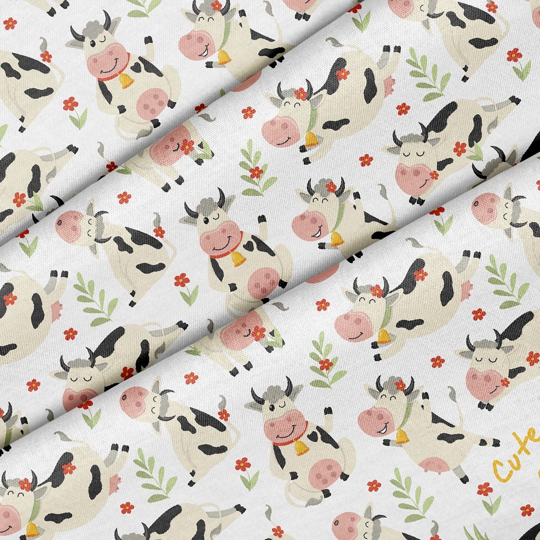 Cute Cows Theme Fabric, Premium Quality Fabric - for Quilting, DIY ...