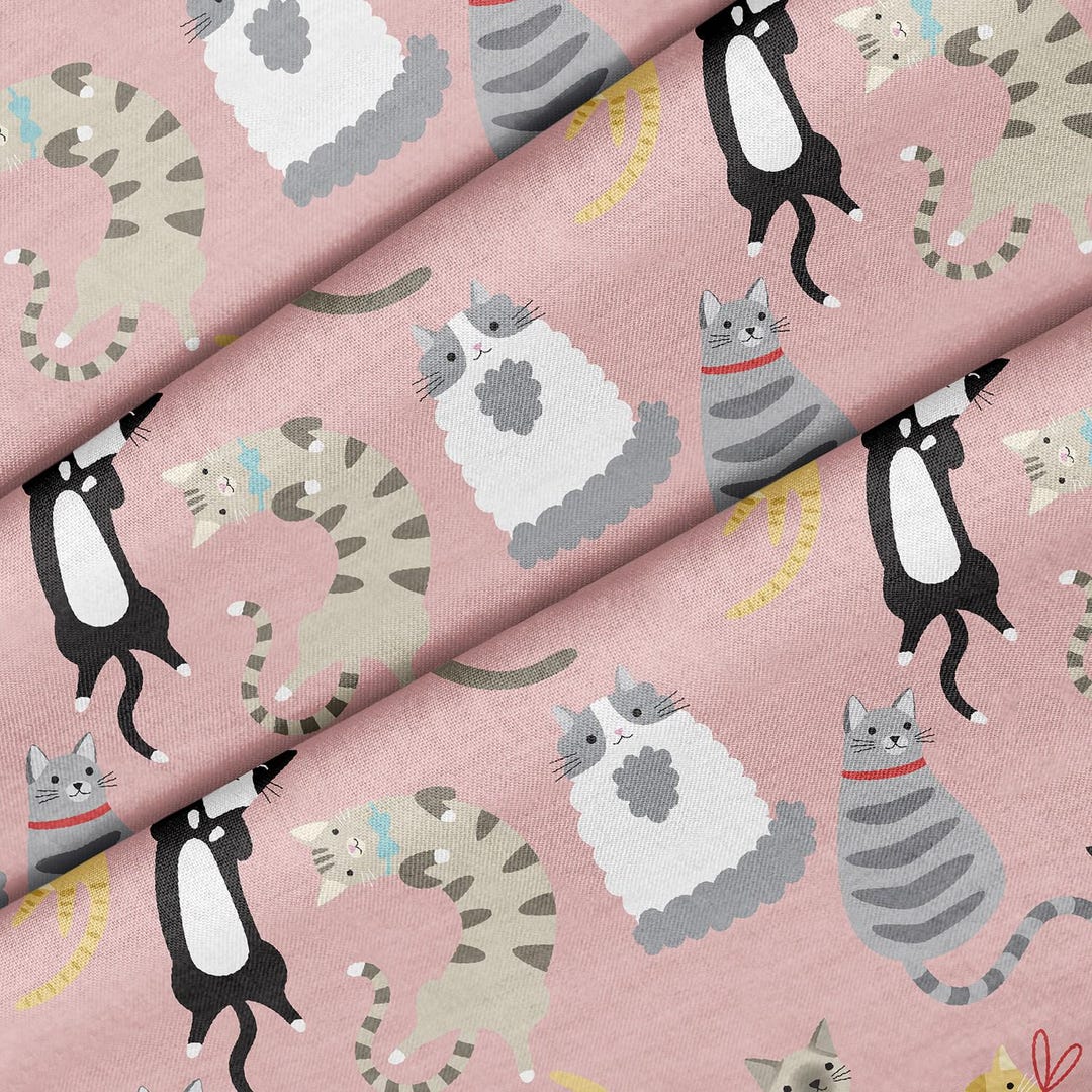 Funny Cartoon Cat Theme Fabric, Premium Quality Fabric for Quilting ...