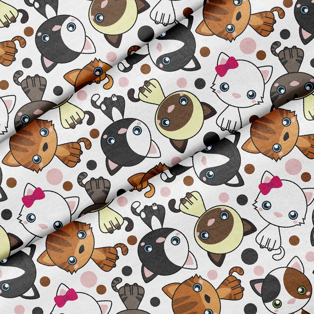 Cute Cats Theme Fabric, Premium Quality Fabric - for Quilting, DIY ...