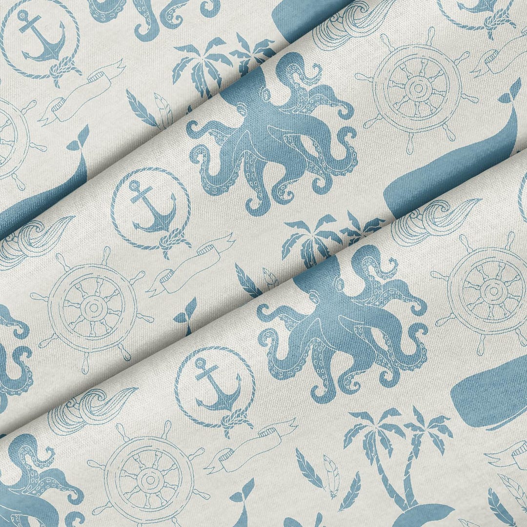 Ocean Nautical Theme Fabric, Premium Quality Fabric - for Quilting, DIY ...