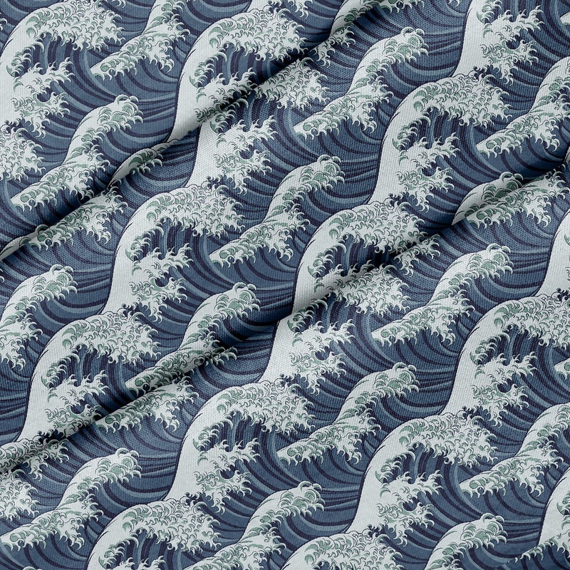 Japanese Wave Fabric - Etsy