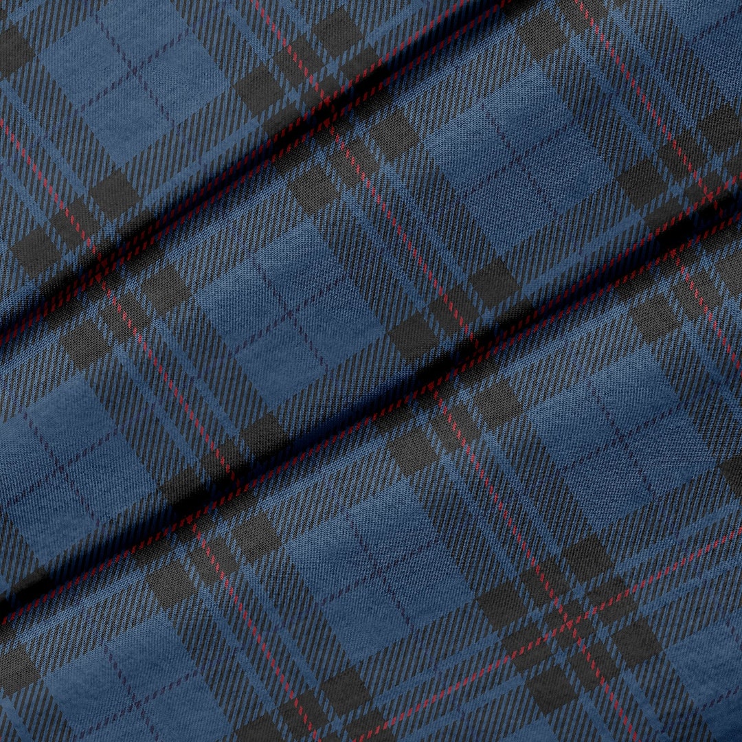 Blue Black Plaid Theme Fabric, Premium Quality Fabric - for Quilting ...