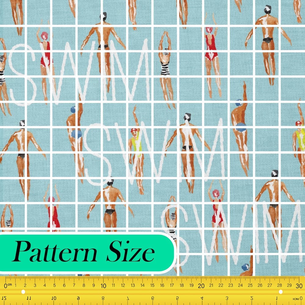 Watercolor Swimmers Theme Fabric, Premium Quality Fabric - for Quilting ...