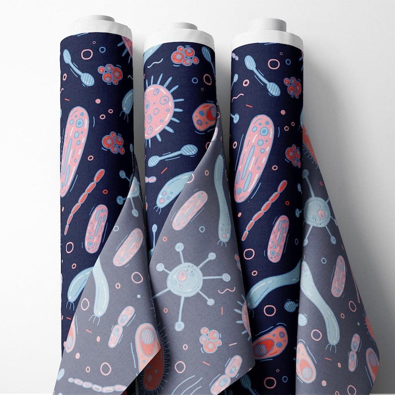 Bacteria Germs Microorganism Theme Fabric, Premium Quality Fabric - for ...