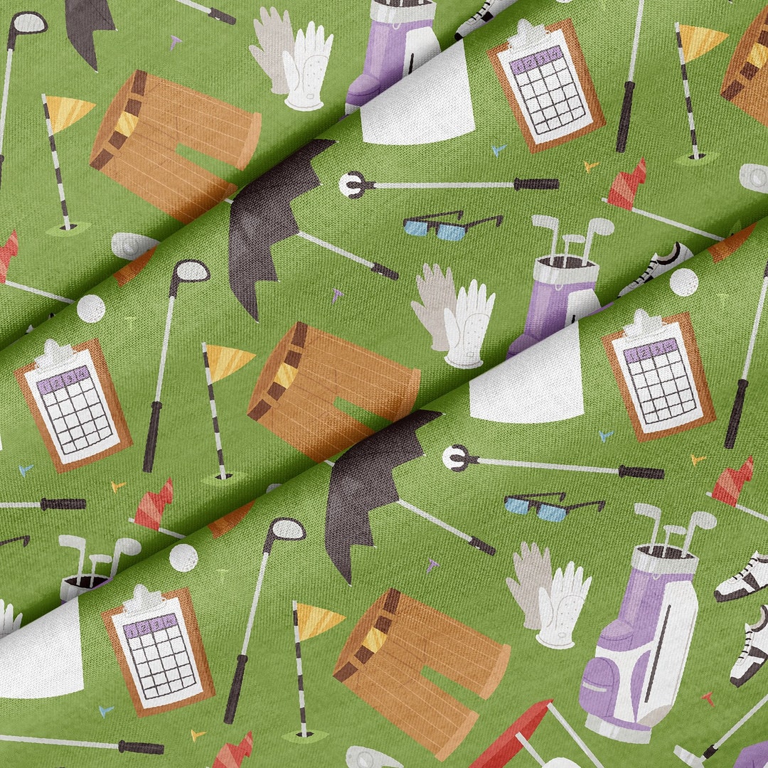 Golf Clubs Theme Fabric, Premium Quality Fabric - for Quilting, DIY ...