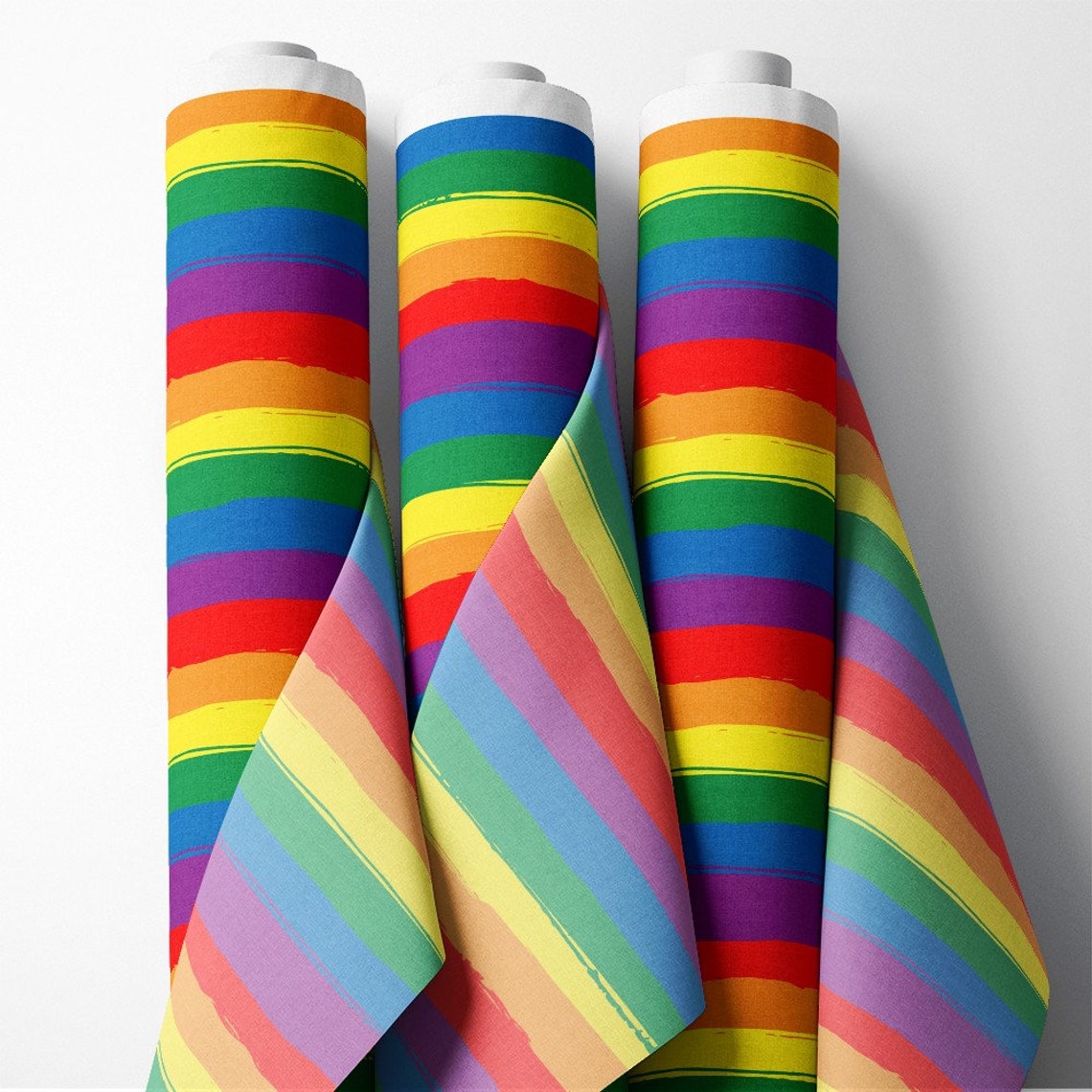 Rainbow Stripes Theme Fabric, Premium Quality Fabric - for Quilting ...
