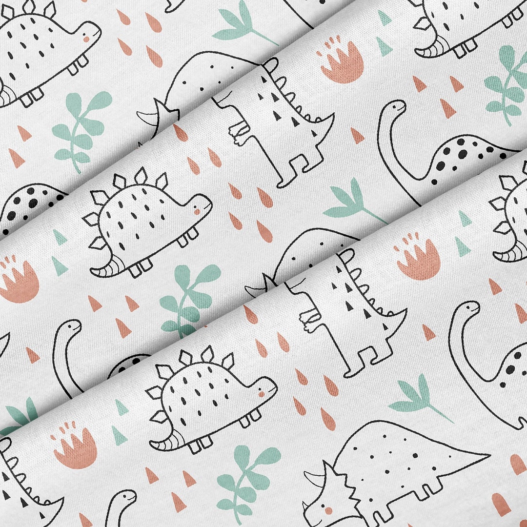 Cute Dinosaur Theme Fabric, Premium Quality Fabric - for Quilting, DIY ...