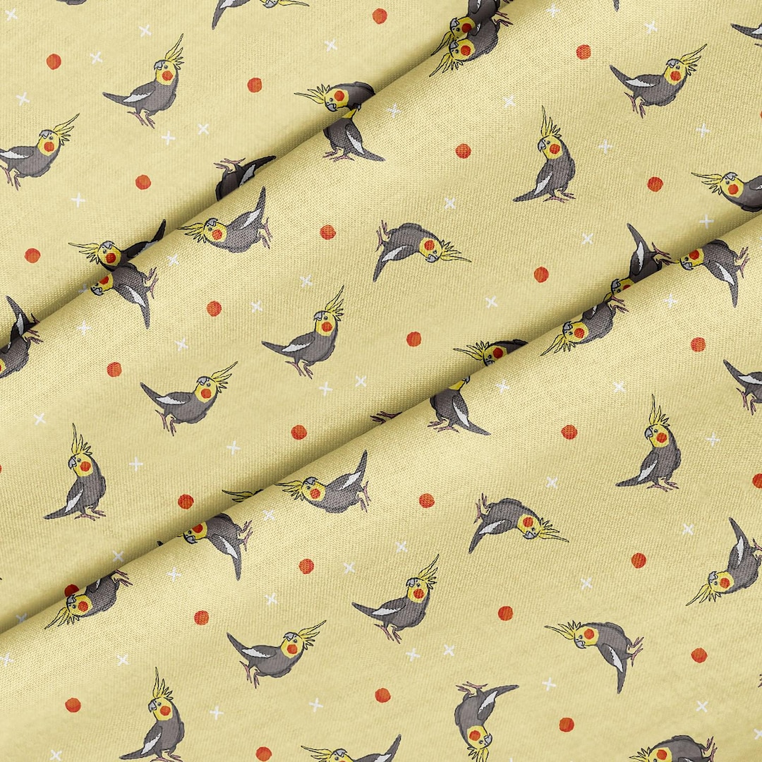 Pretty Cockatiel Bird Theme Fabric, Premium Quality Fabric - for ...