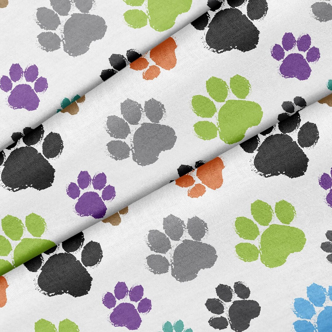 Colorful Dog Paw Theme Fabric, Premium Quality Fabric - for Quilting ...