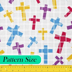 Catholic Cross Design Theme Fabric, Premium Quality Fabric - for ...