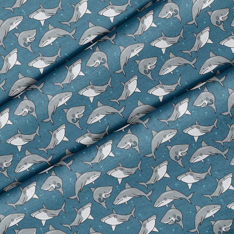 Cartoon Shark Theme Fabric, Premium Quality Fabric - for Quilting, DIY ...