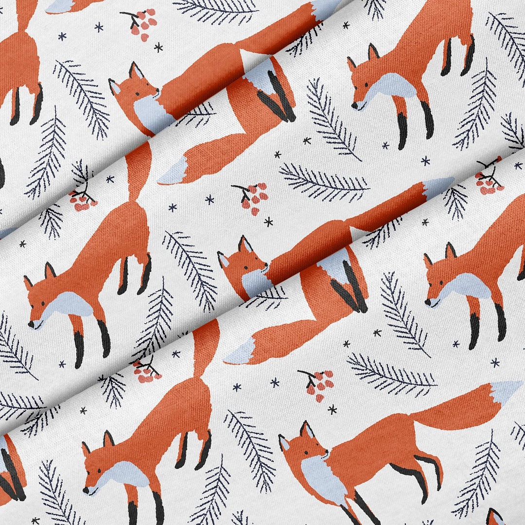 Red Foxes Theme Fabric, Premium Quality Fabric - for Quilting, DIY ...