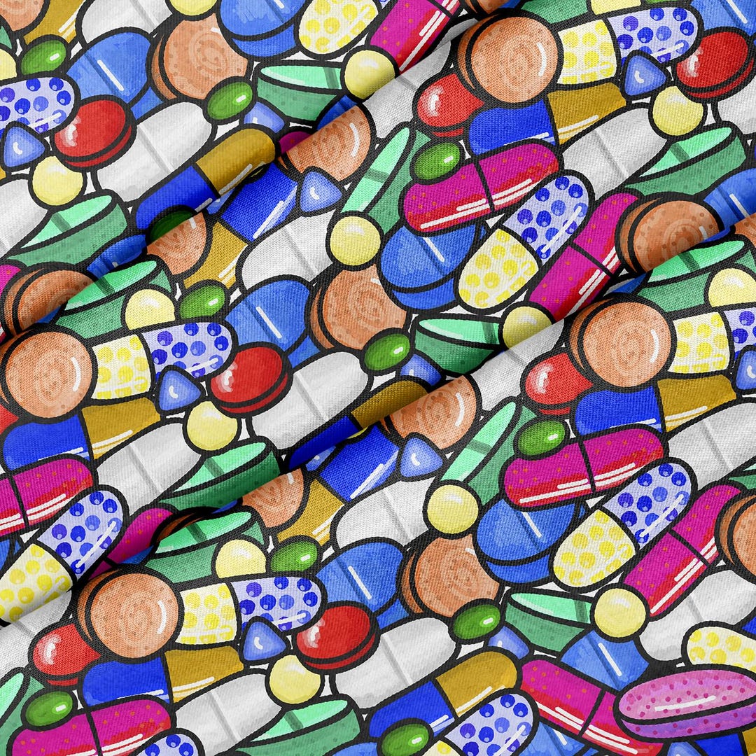 Medicine Pills Capsule Theme Fabric, Premium Quality Fabric - for ...