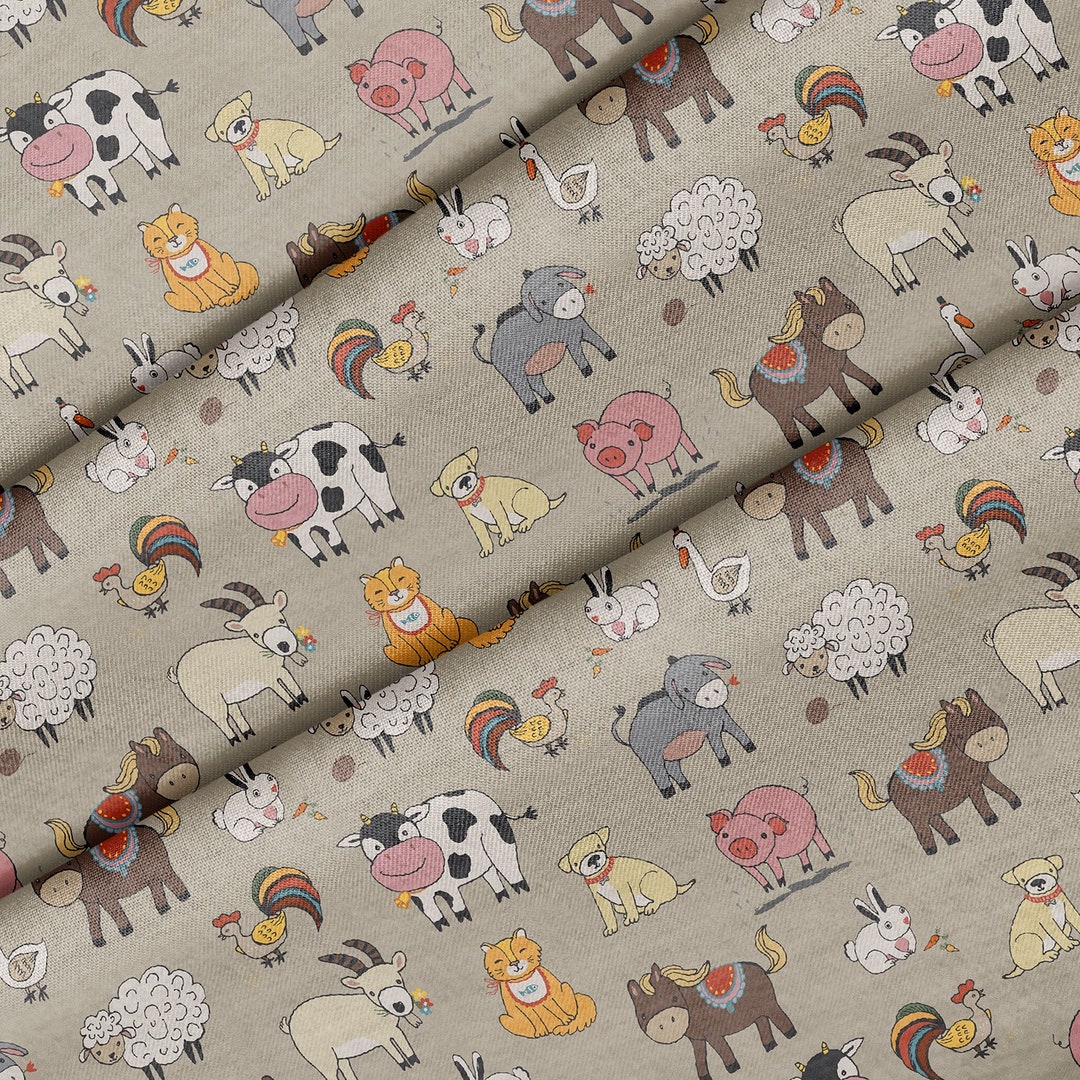 Farm Animal Theme Fabric, Premium Quality Fabric - for Quilting, DIY ...