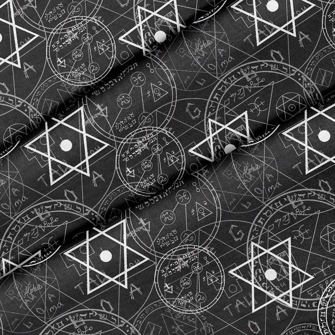 Mystic Occult Symbols Theme Fabric, Premium Quality Fabric - for ...