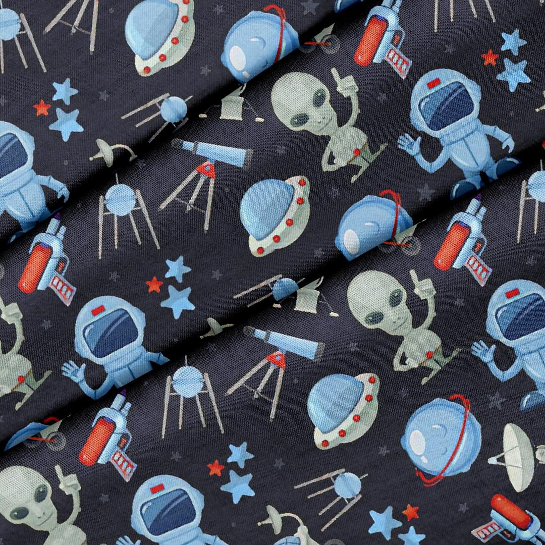 Alien Astronaut Space Theme Fabric, Premium Quality Fabric - for ...