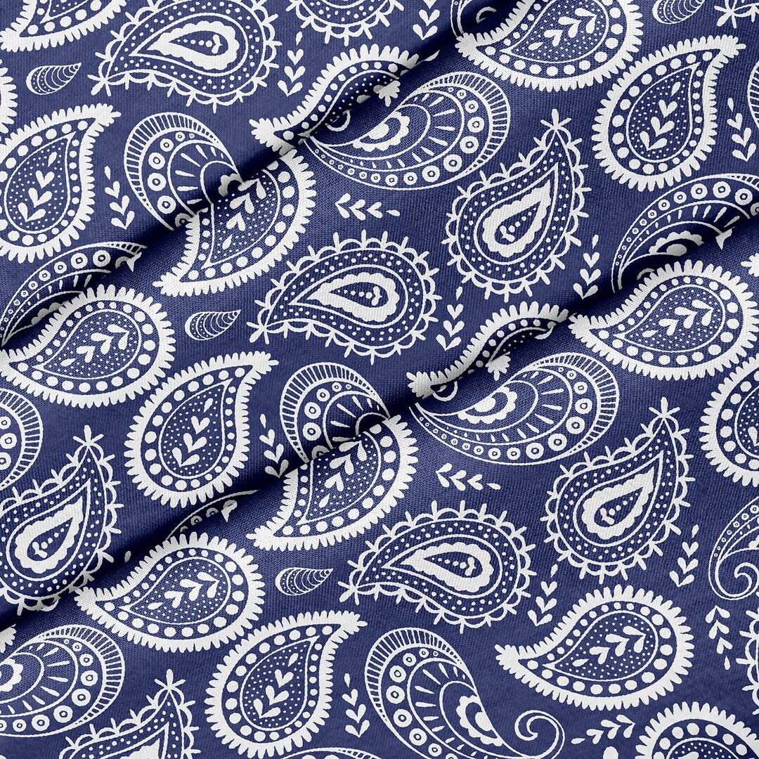 Blue Paisley Theme Fabric, Premium Quality Fabric - for Quilting, DIY ...