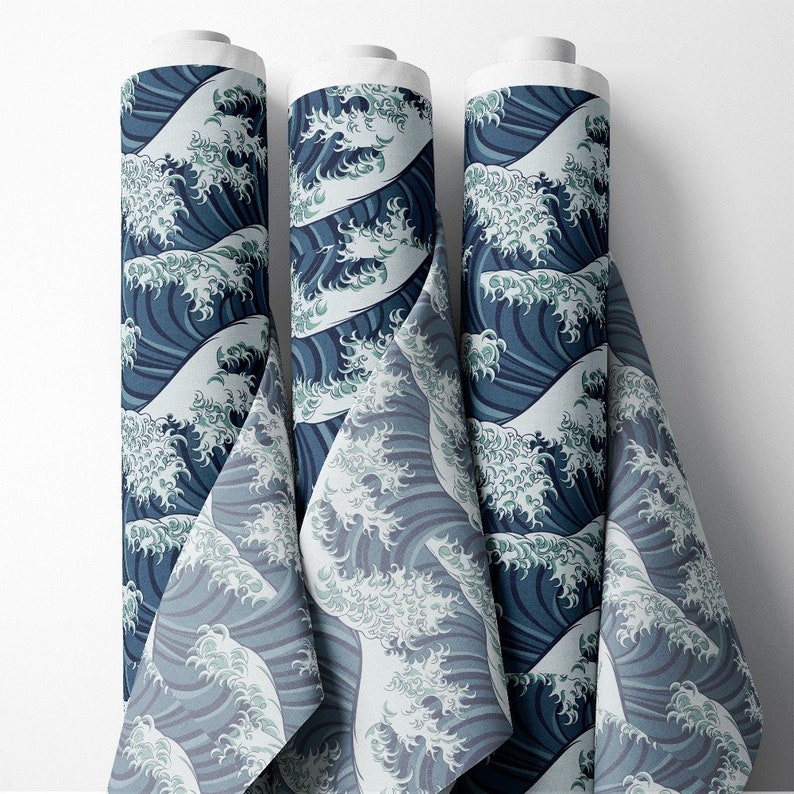 Japanese Great Wave Print Fabric, Premium Quality Fabric - for Quilting ...