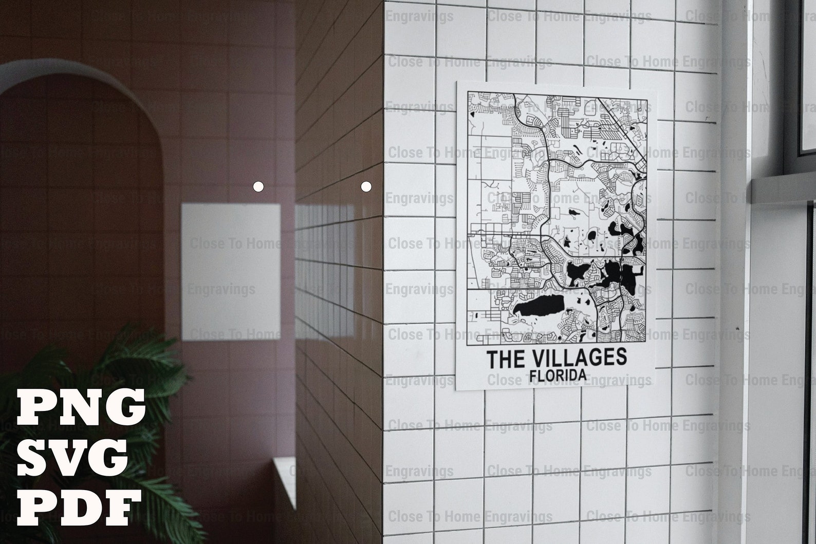 Florida, the Villages Map, Line Map Art, Printable Map (SVG, PNG, PDF ...