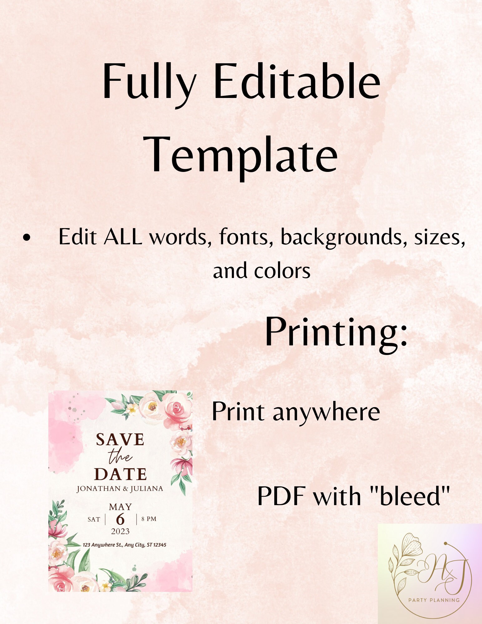 Save the Date editable Digital Template, Instant Download - Etsy