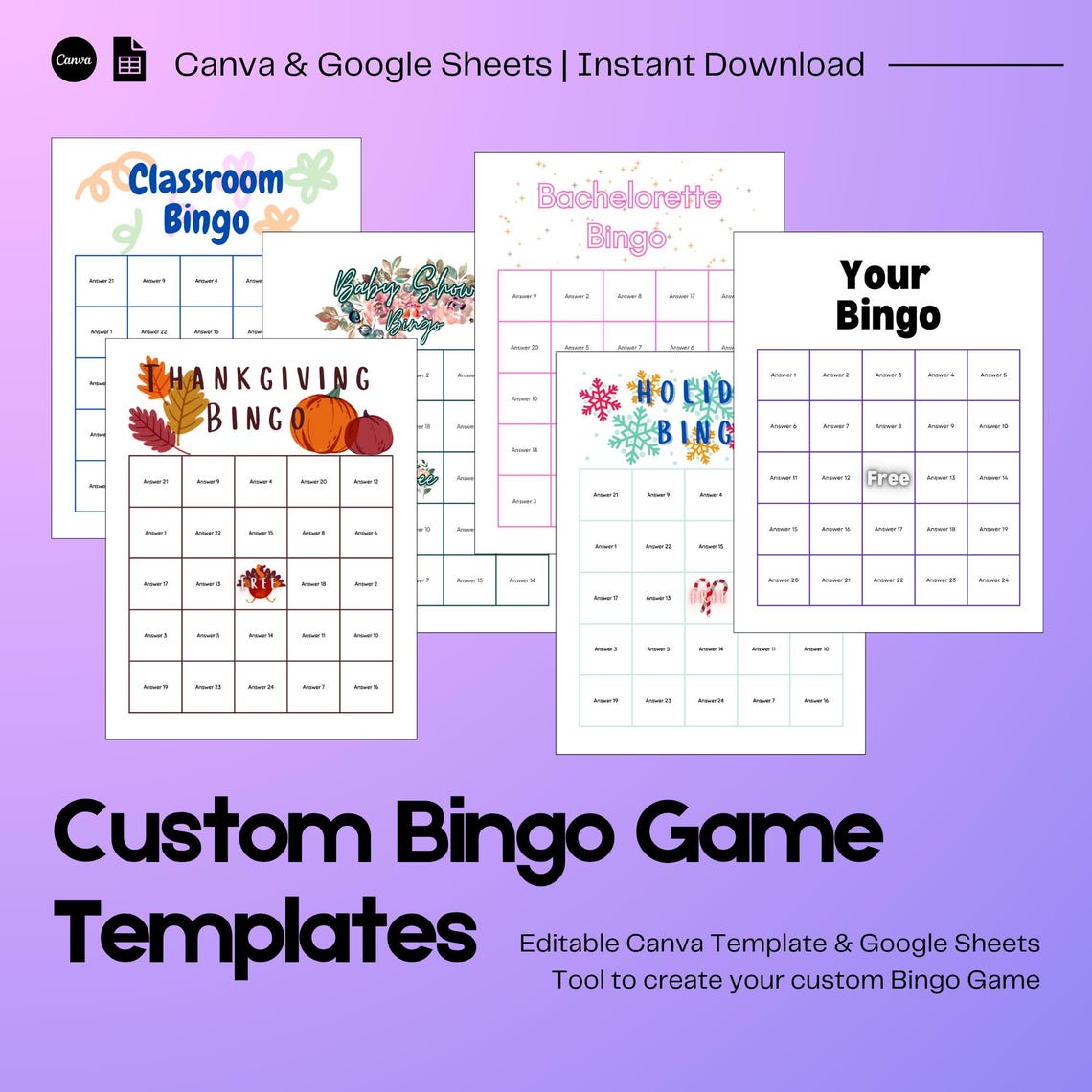 Custom Bingo Game | Unique Cards & Design Template - Etsy