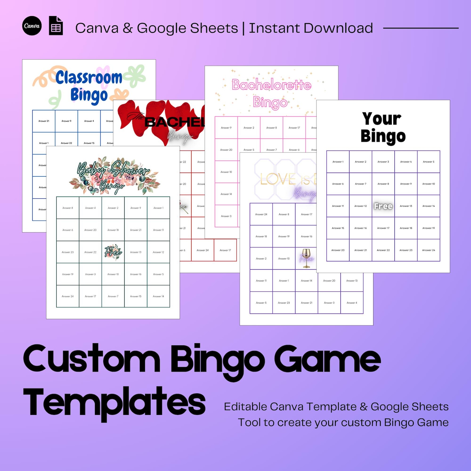 Custom Bingo Game | Unique Cards & Design Template - Etsy