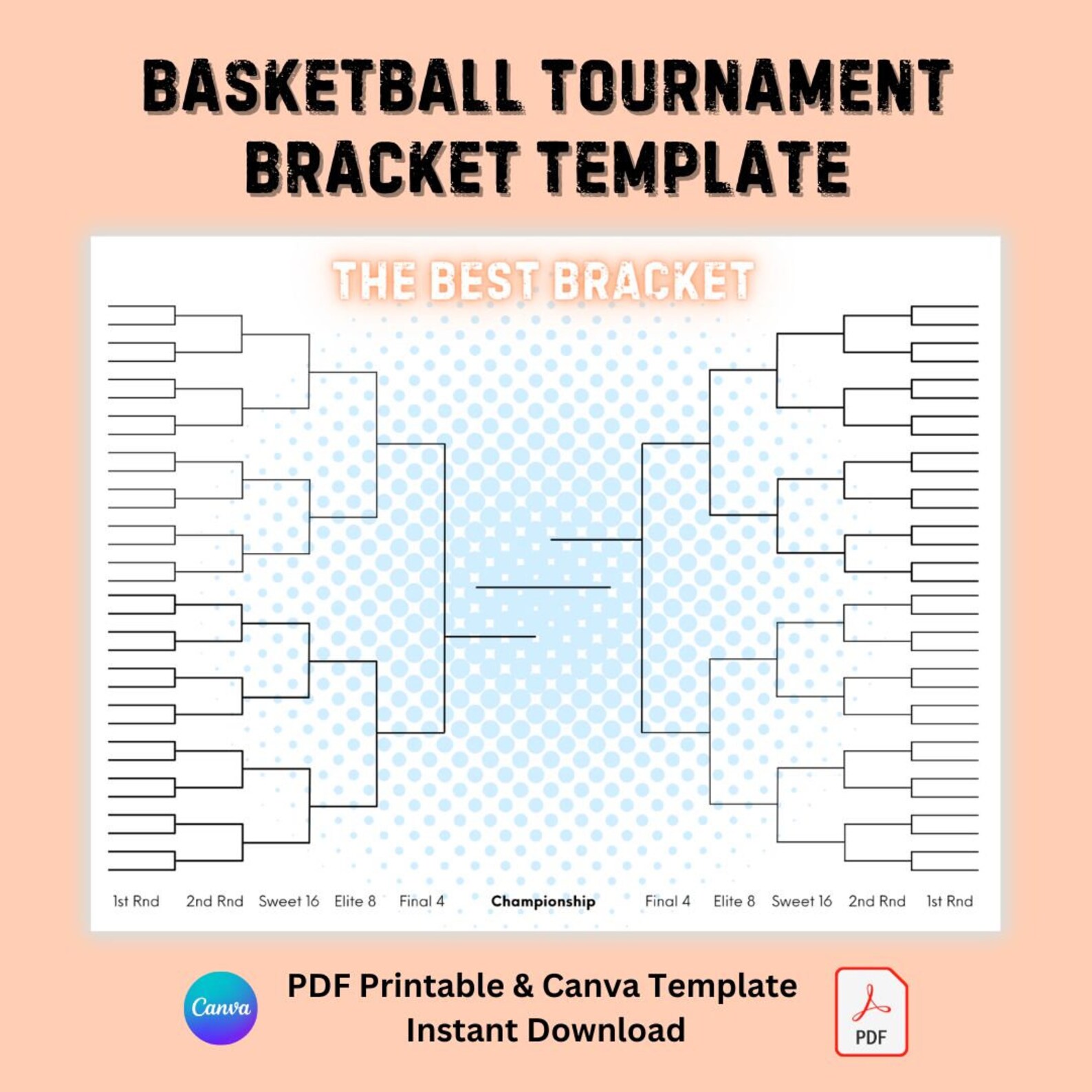 Basketball Tournament Bracket Template - Etsy