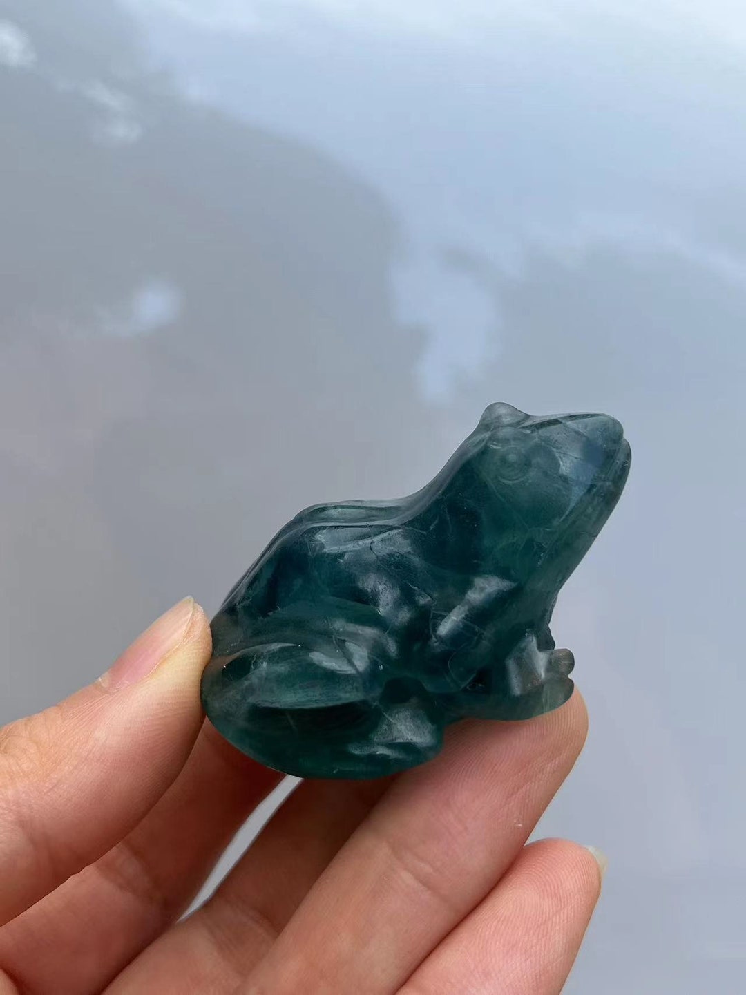 Hand Carved Emerald Green Crystal Frog Cute Natural Purple - Etsy