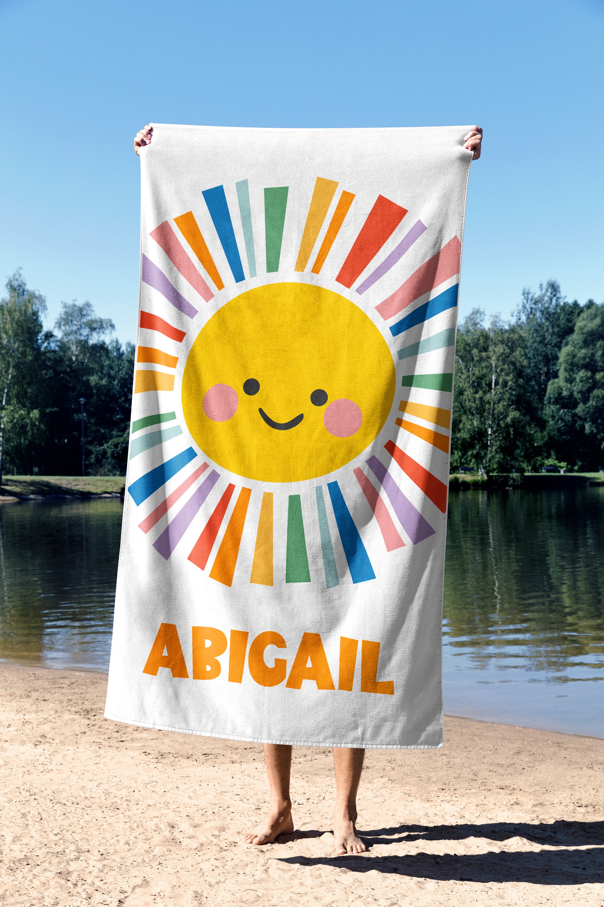 Personalized Rainbow Sun Beach Towel, Sun Beach Towel, Custom Colourful ...