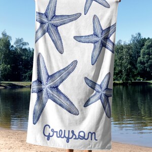 Personalized Starfish Beach Towel, Bride Beach Towel, Custom Beach Towel for Women, Kids Beach ...
