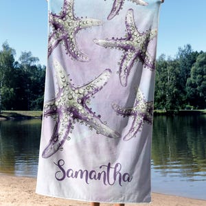 Starfish Personalized Beach Towel, Custom Starfish Beach Towel, Summer Beach Towel, Bachelorette ...