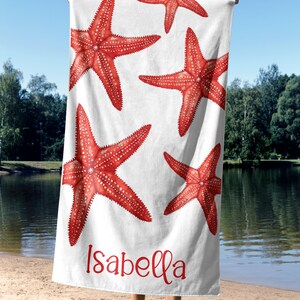Personalized Starfish Beach Towel, Bride Beach Towel, Custom Beach Towel for Women, Kids Beach ...
