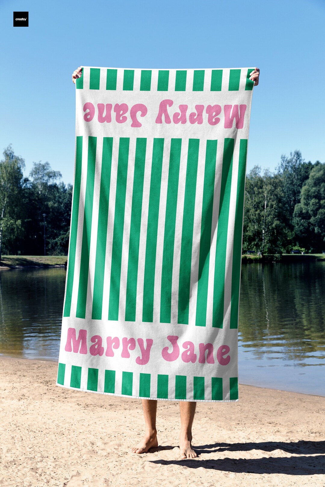 Personalized Beach Towel Retro Striped, Retro Beach Towel, Retro Custom ...